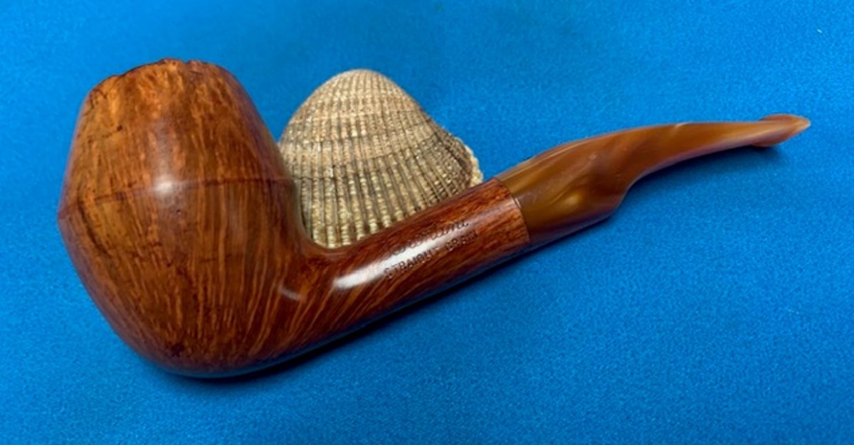 Barontini Straight Grain B3 Hand Made Freehand with a Variegated Orange Acrylic Stem | rebornpipes