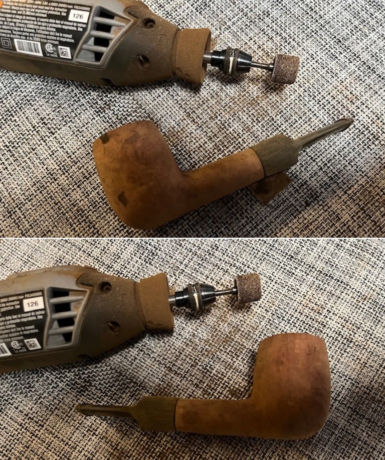 carving a pipe from a pre-drilled briar block | rebornpipes