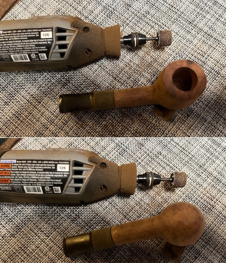 carving a pipe from a pre-drilled briar block | rebornpipes