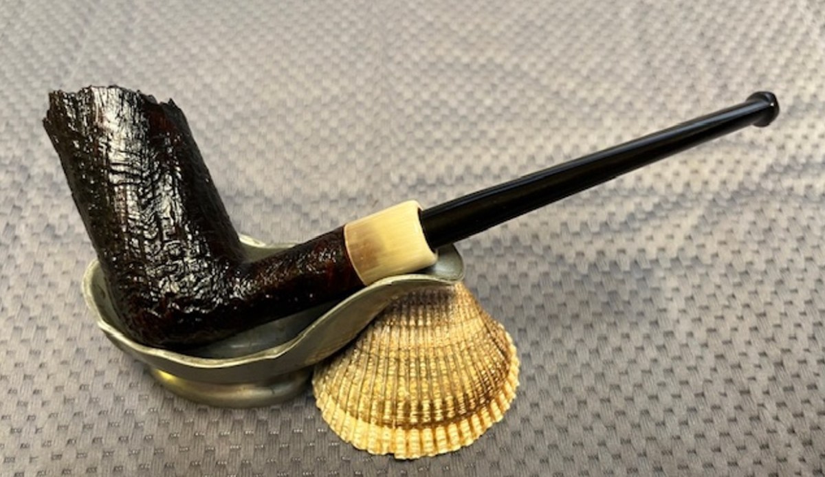 Refreshing a Dominik Sandblast Plateau Stack with an acrylic shank extension and vulcanite stem ...